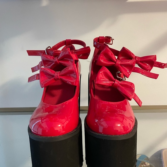 Dolls Kill | Shoes | Dolls Kill Red And Black Platform Mary Janes ...